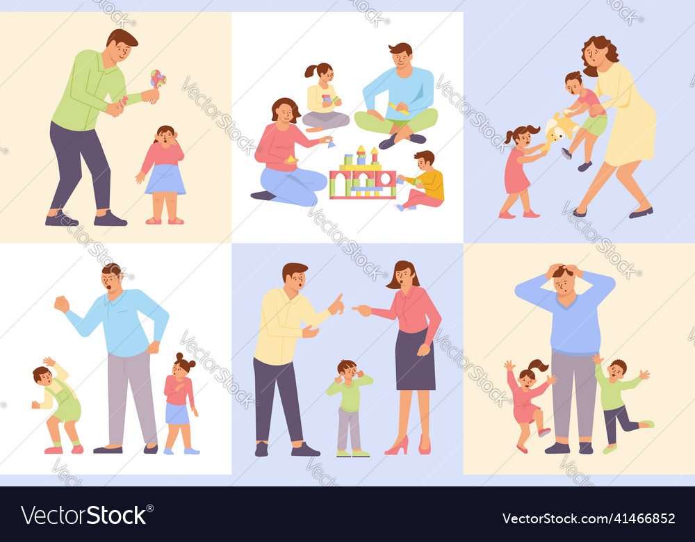 Parenting composition set Royalty Free Vector Image