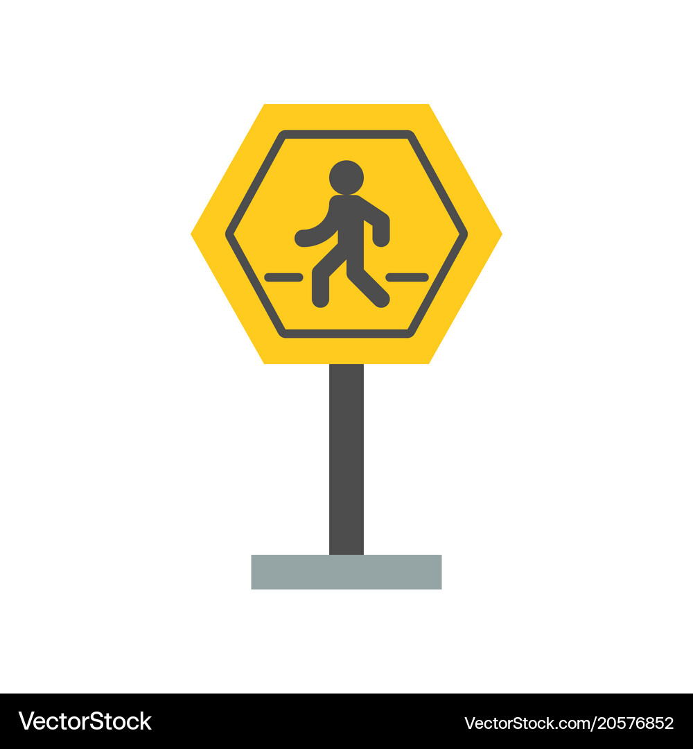 Pedestrian crossing sign icon flat design Vector Image