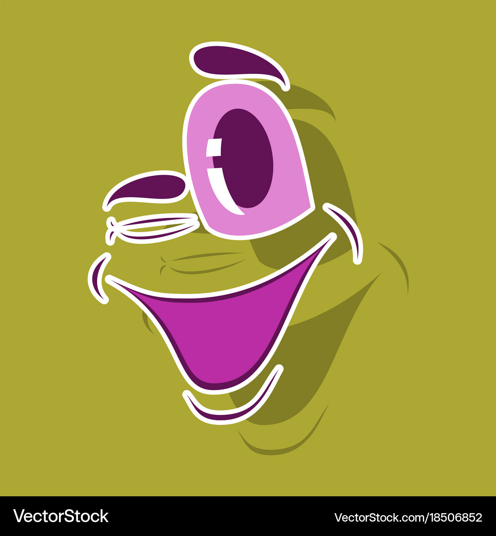 Realistic paper sticker on theme cartoon face Vector Image