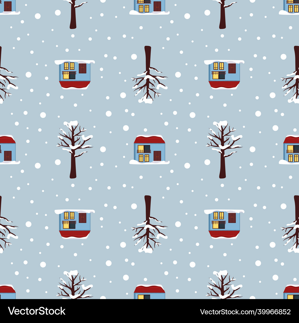 Seamless pattern with festive christmas houses Vector Image