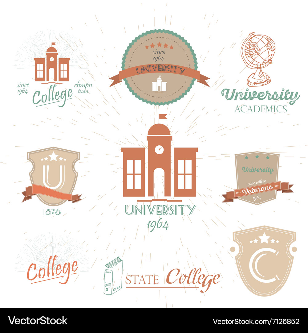 University emblems and symbols - isolated on white