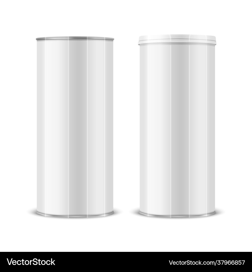 3d realistic blank glossy white metal tin Vector Image