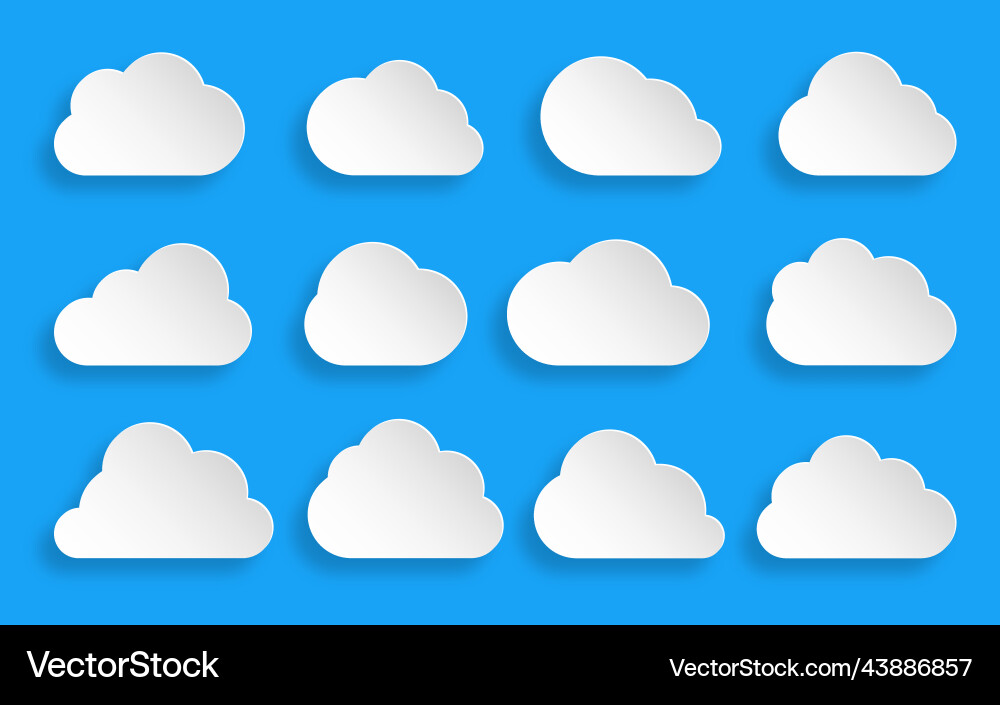 Cloud weather network data papercut web banner set