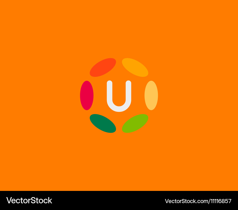 Color letter u logo icon design hub frame Vector Image