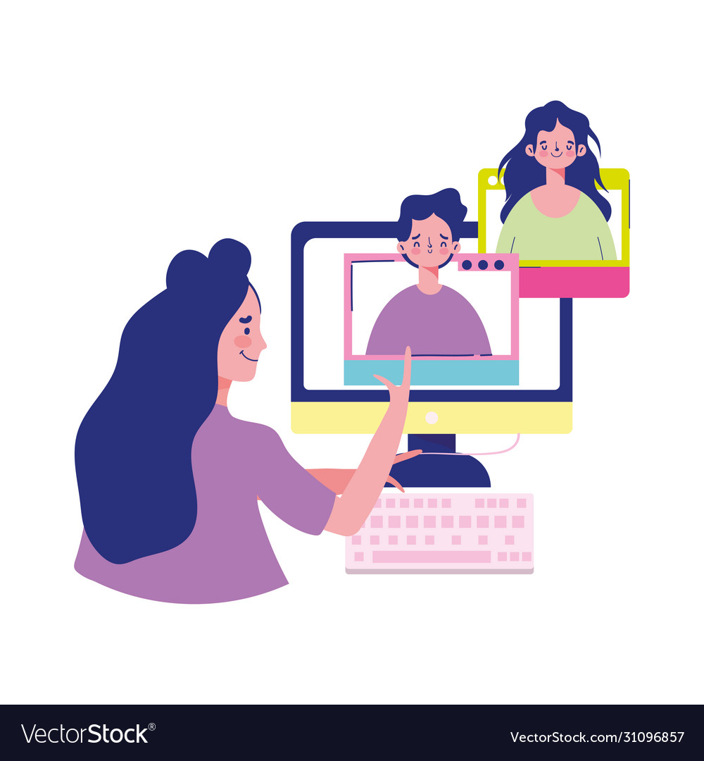 Education online teacher teaching students Vector Image