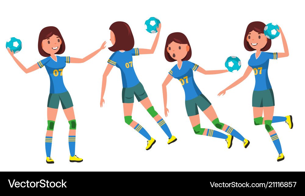 Handball female player playing in Royalty Free Vector Image