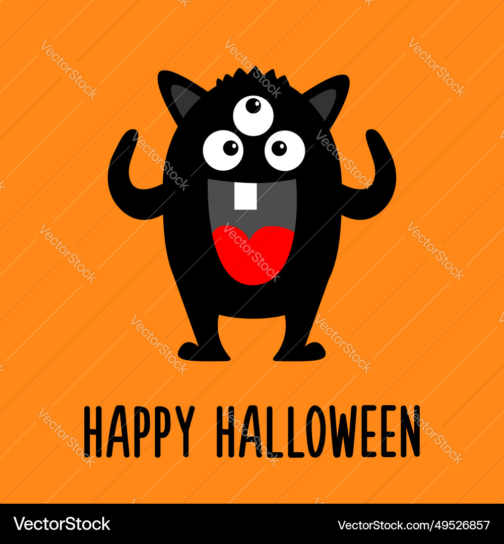 Happy halloween cute monster head face Royalty Free Vector