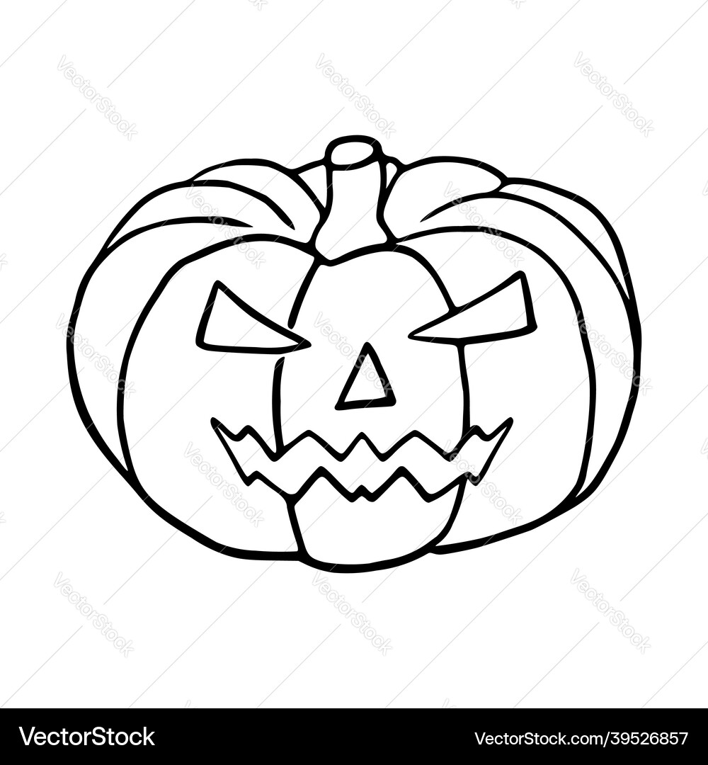 Mad jack o lantern doodle icon halloween pumpkin Vector Image