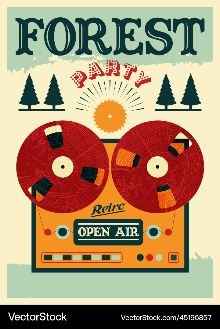 Retro forest party open air poster design Vector Image