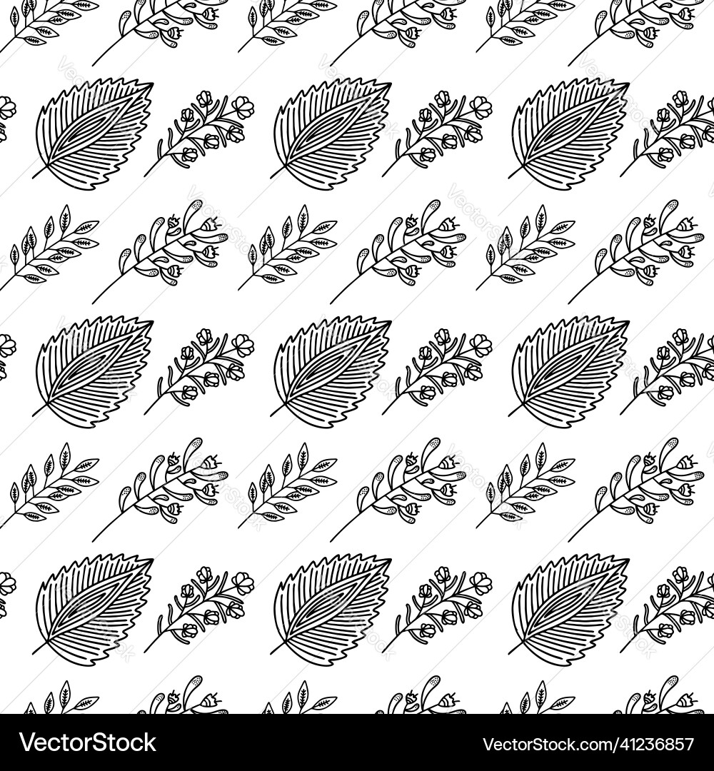 Seamless pattern of hand-drawn plant branches Vector Image