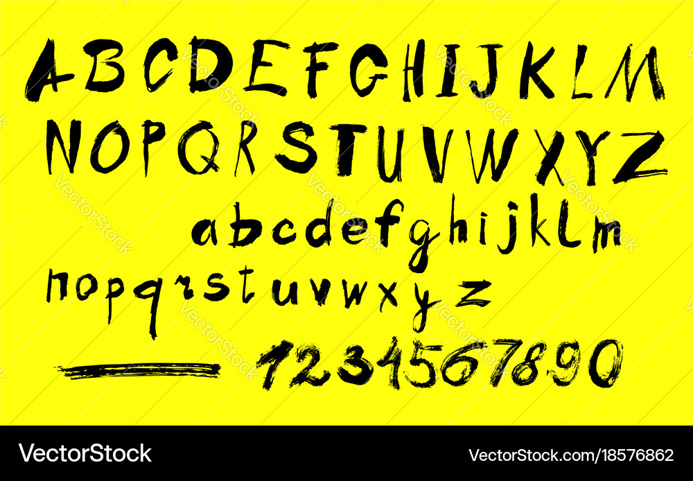 Alphabet letters lowercase uppercase and numbers Vector Image
