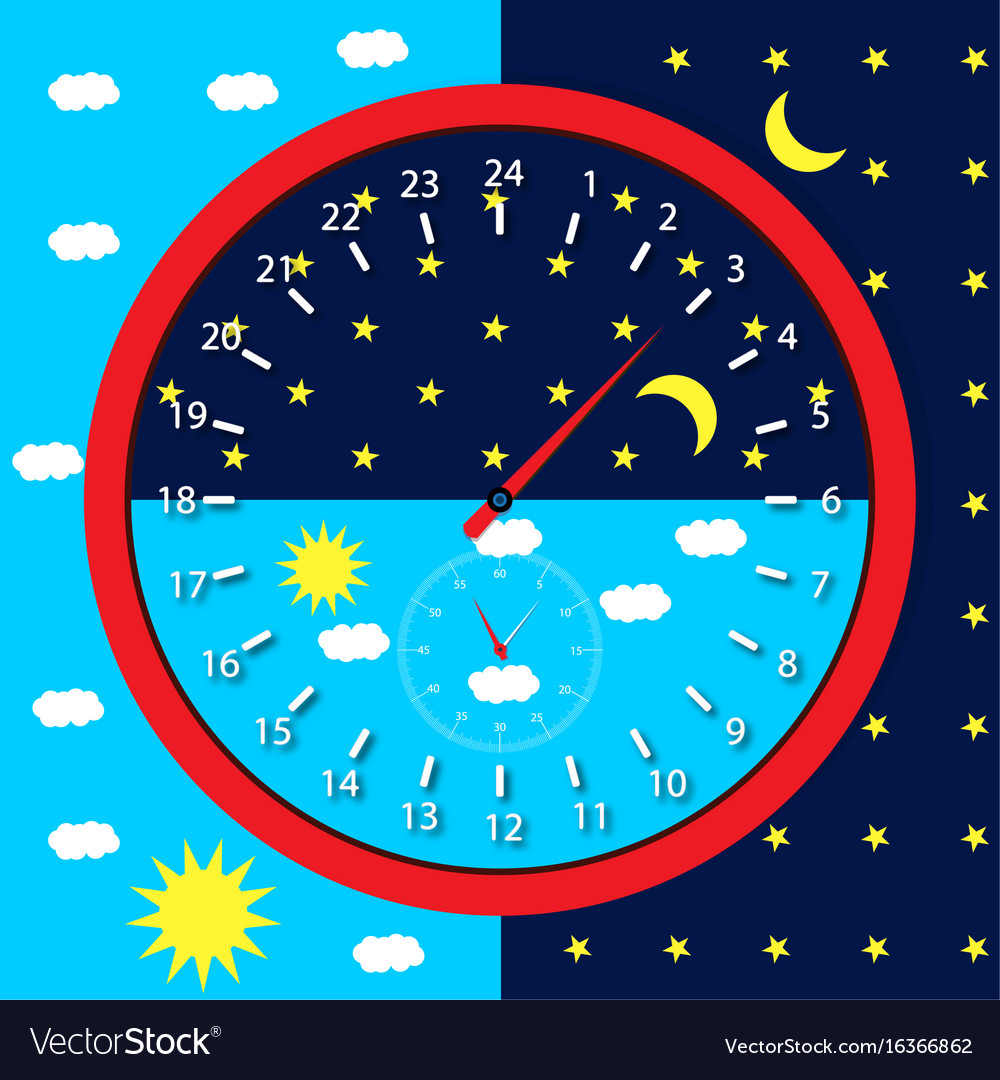 Clock Face Day And Night Royalty Free Vector Image