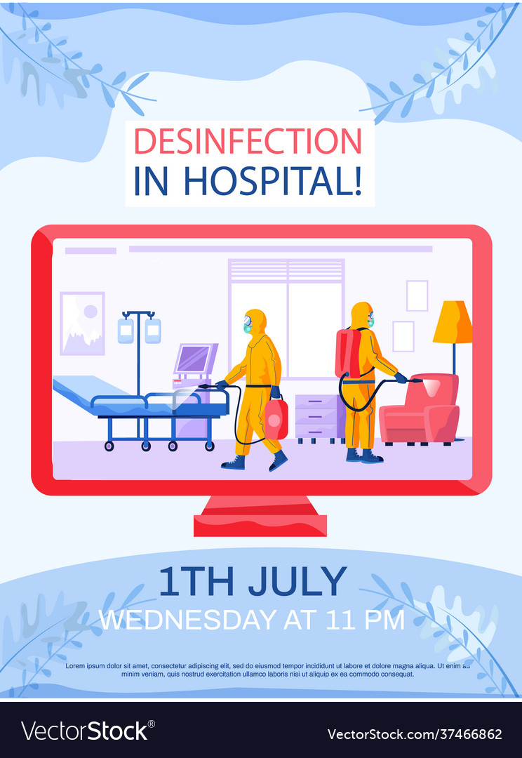 Disinfection in hospital concept poster man Vector Image