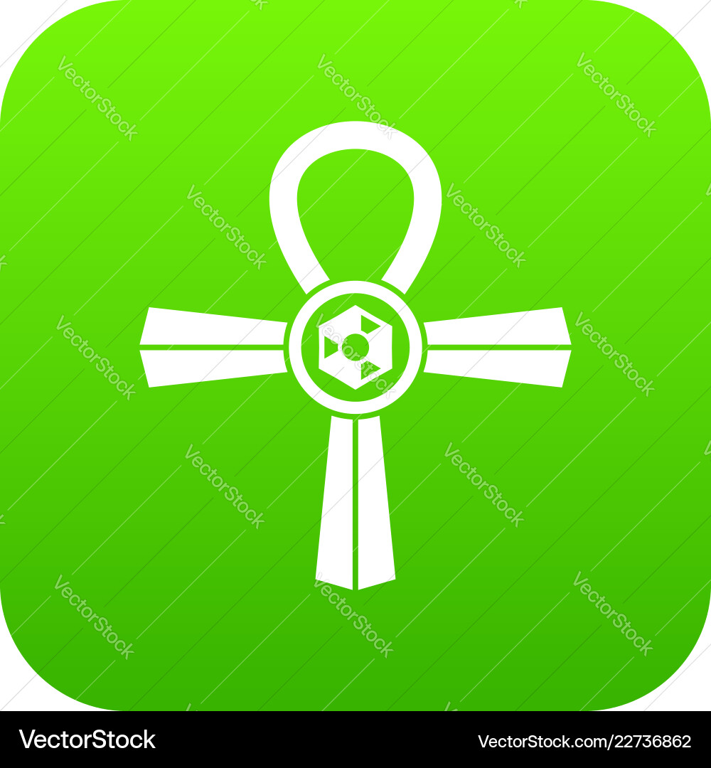 Egypt ankh symbol icon digital green Royalty Free Vector
