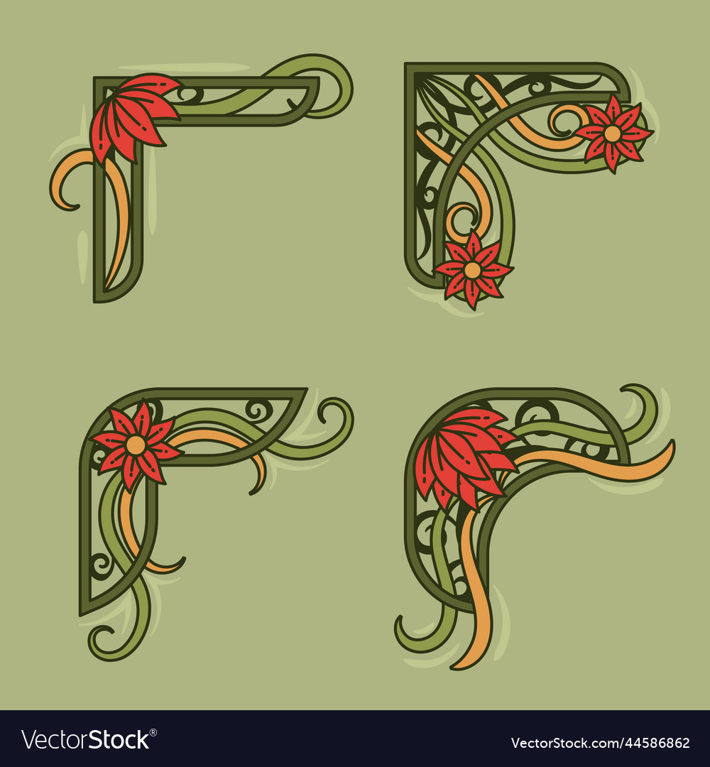 Hand drawn art nouveau borders ornament set Vector Image