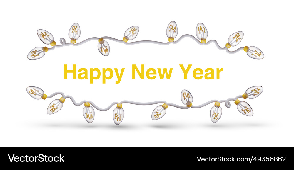 Happy new year banner horizontal garlands Vector Image