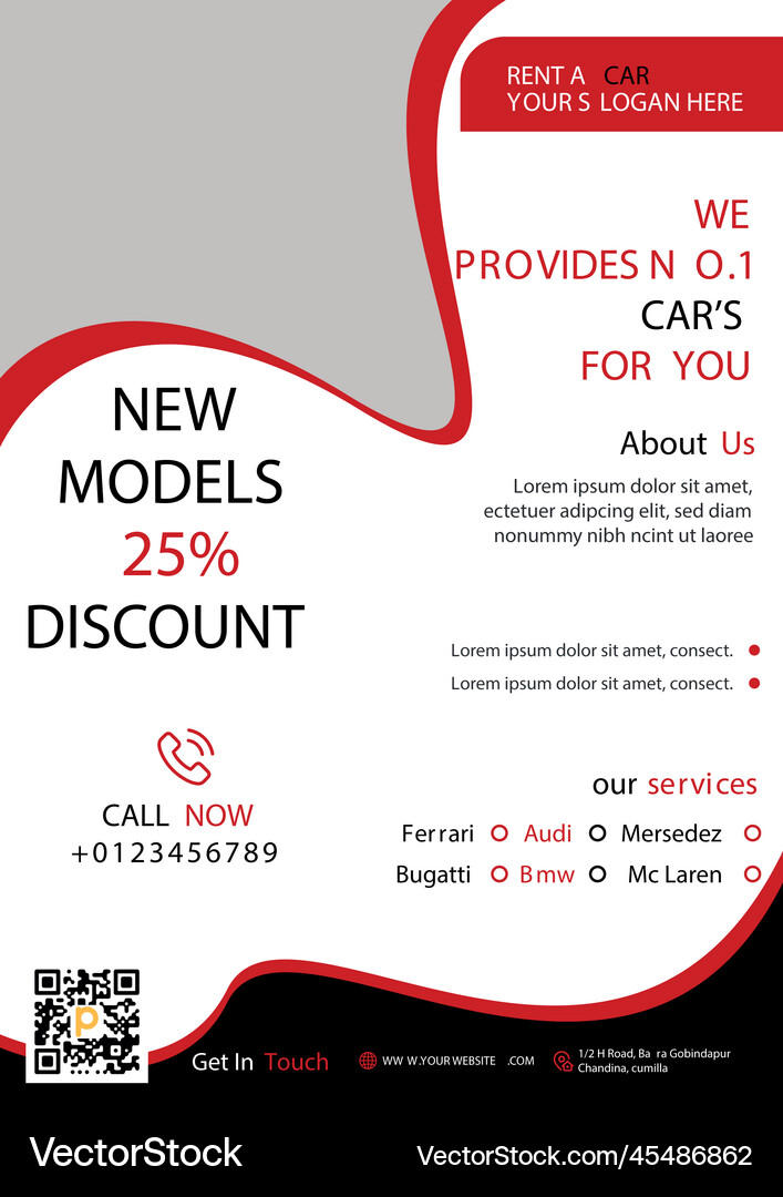 New rent a car flyer design template Royalty Free Vector