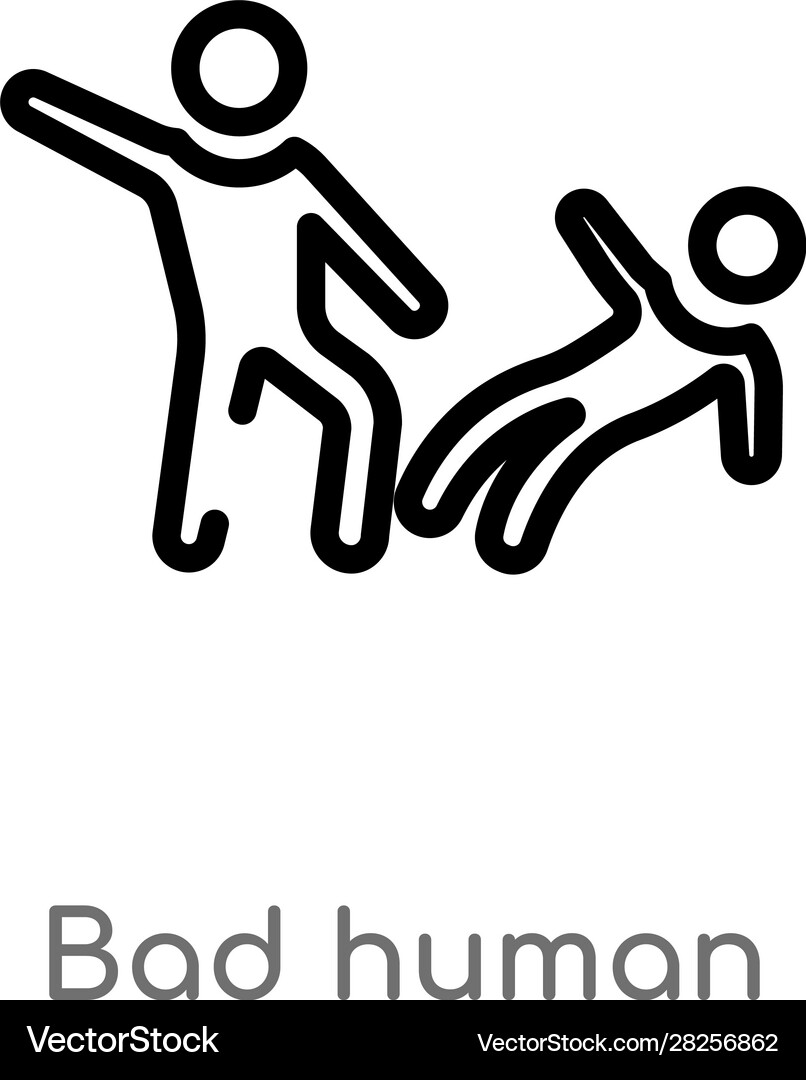 Outline bad human icon isolated black simple line Vector Image