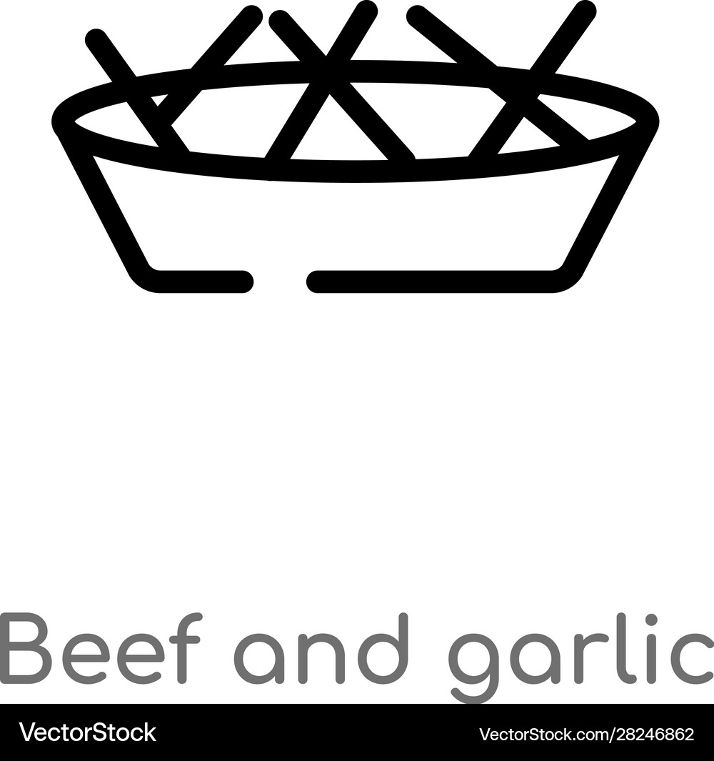 Outline beef and garlic icon isolated black Vector Image
