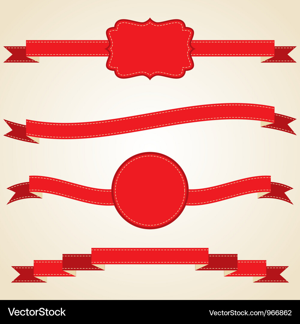 Set of curled red ribbons Royalty Free Vector Image