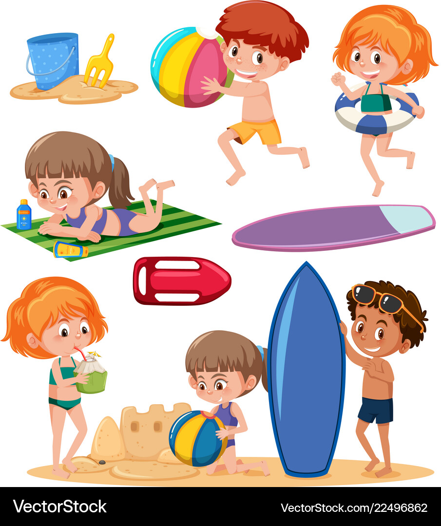 Set of kids and beach element Royalty Free Vector Image