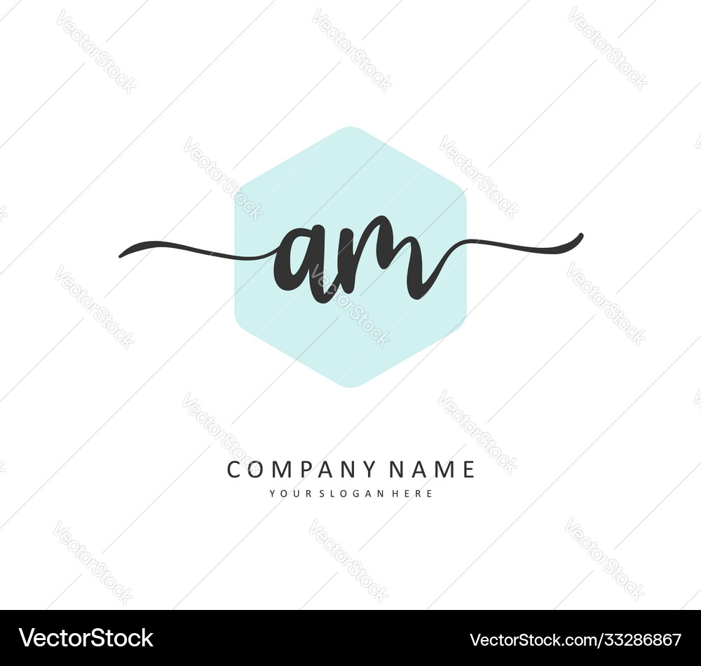 A m am initial letter handwriting and signature Vector Image