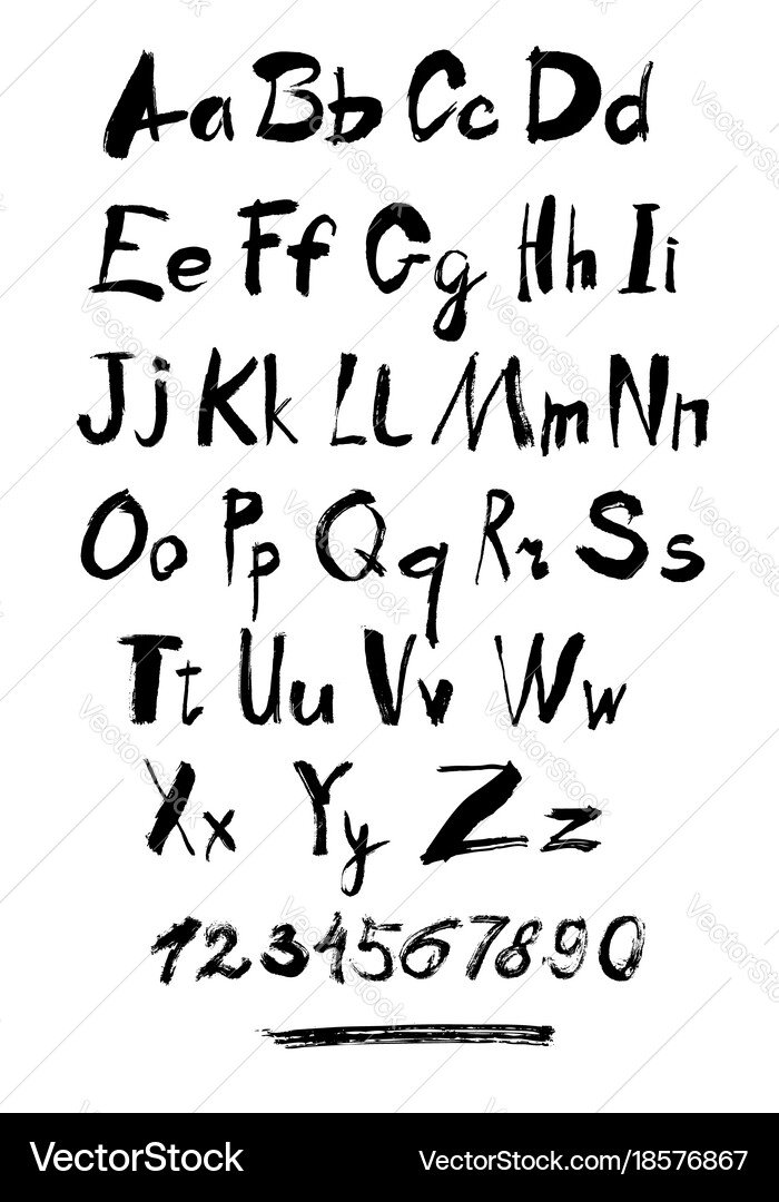 Alphabet letters lowercase uppercase and numbers Vector Image