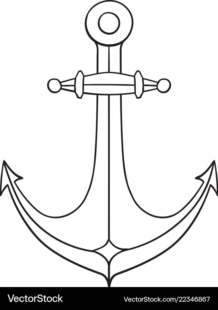 Anchor outline drawing hand drawn sketch Vector Image