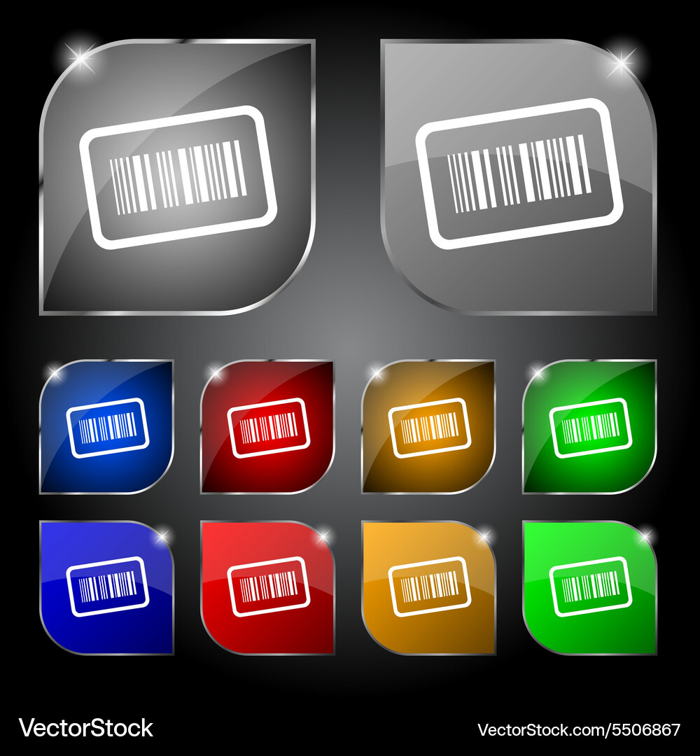 Barcode icon sign set ten colorful buttons Vector Image