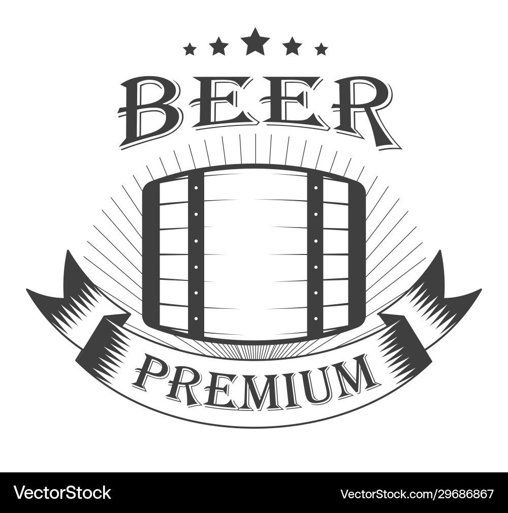 Beer premium graphic logo with oak barrel Vector Image