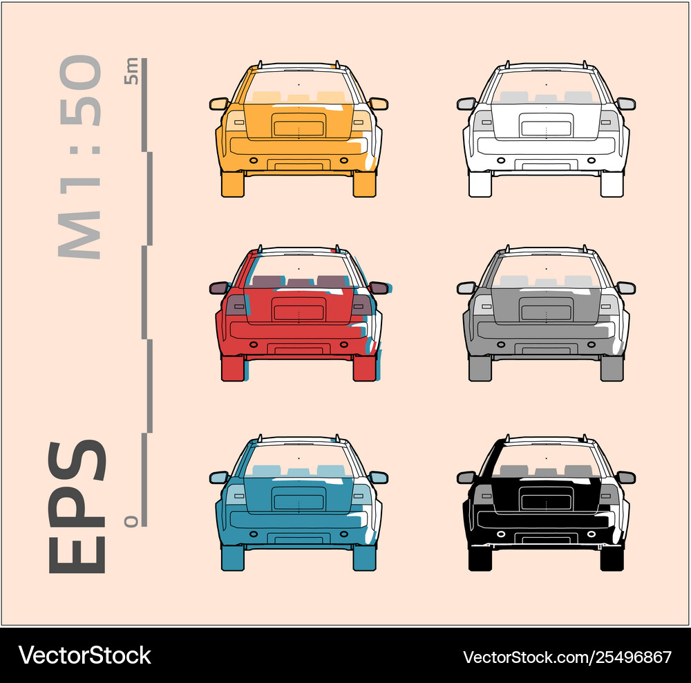 Car icons set for architectural drawing and Vector Image