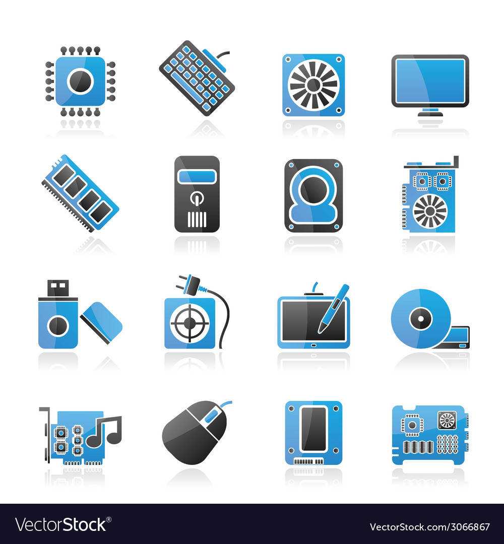 Computer part icons Royalty Free Vector Image - VectorStock