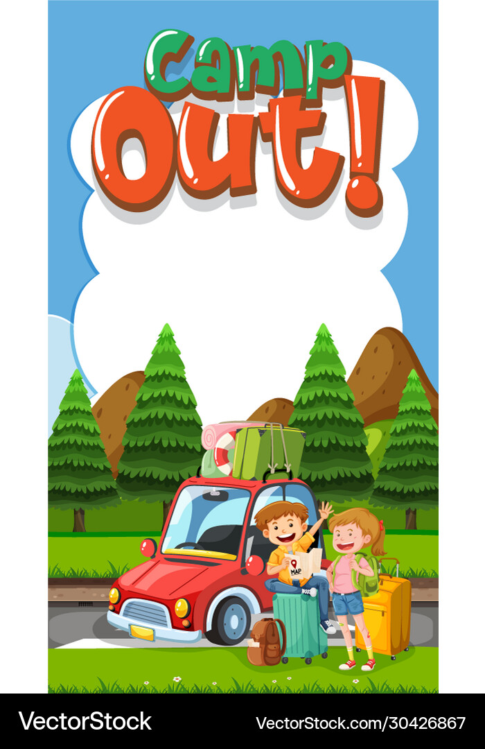 Font design for word camp out with people Vector Image