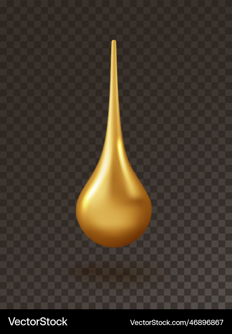 Gold crome drop isolated on transparent background