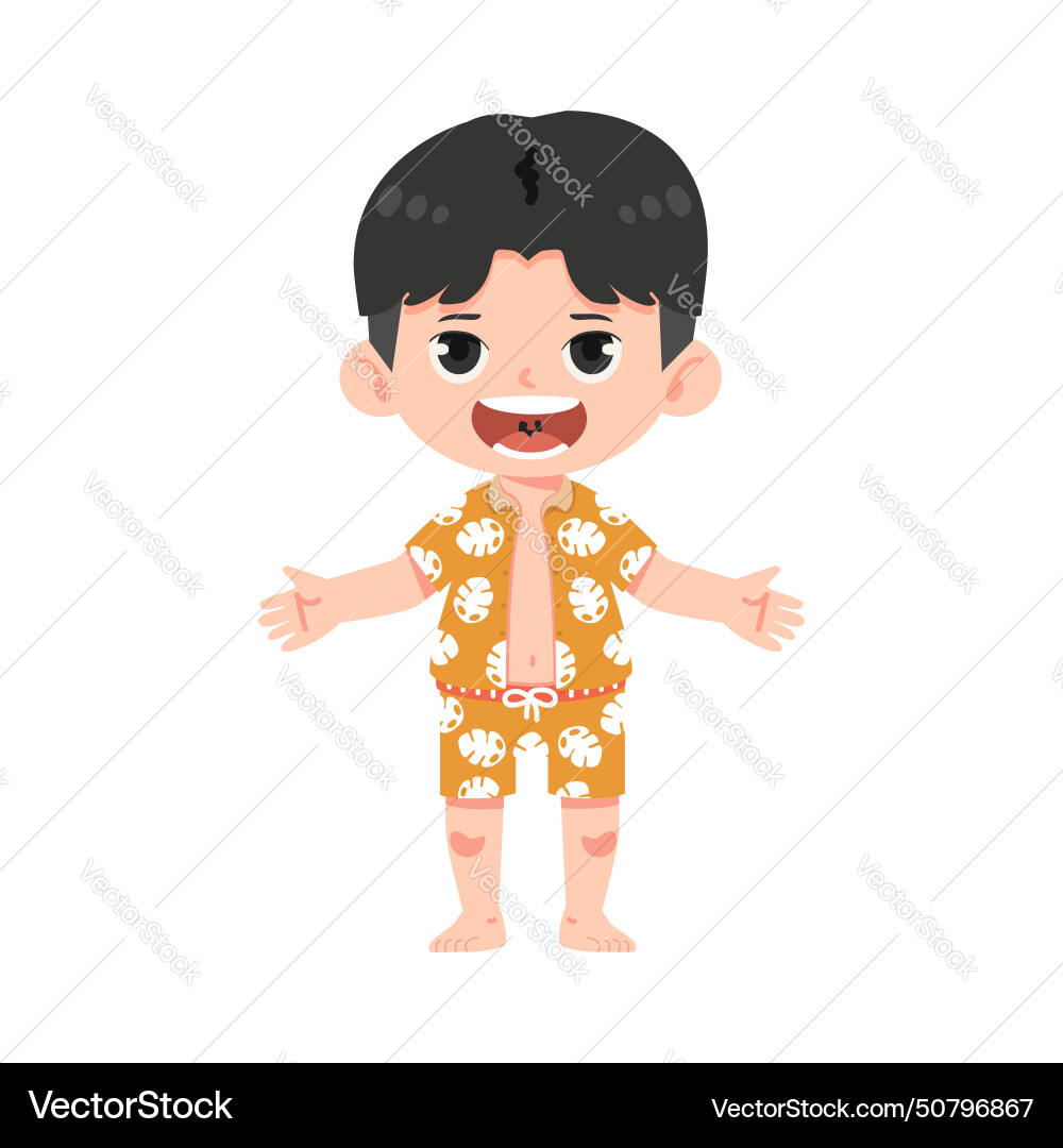 Kid boy human body cartoon Royalty Free Vector Image
