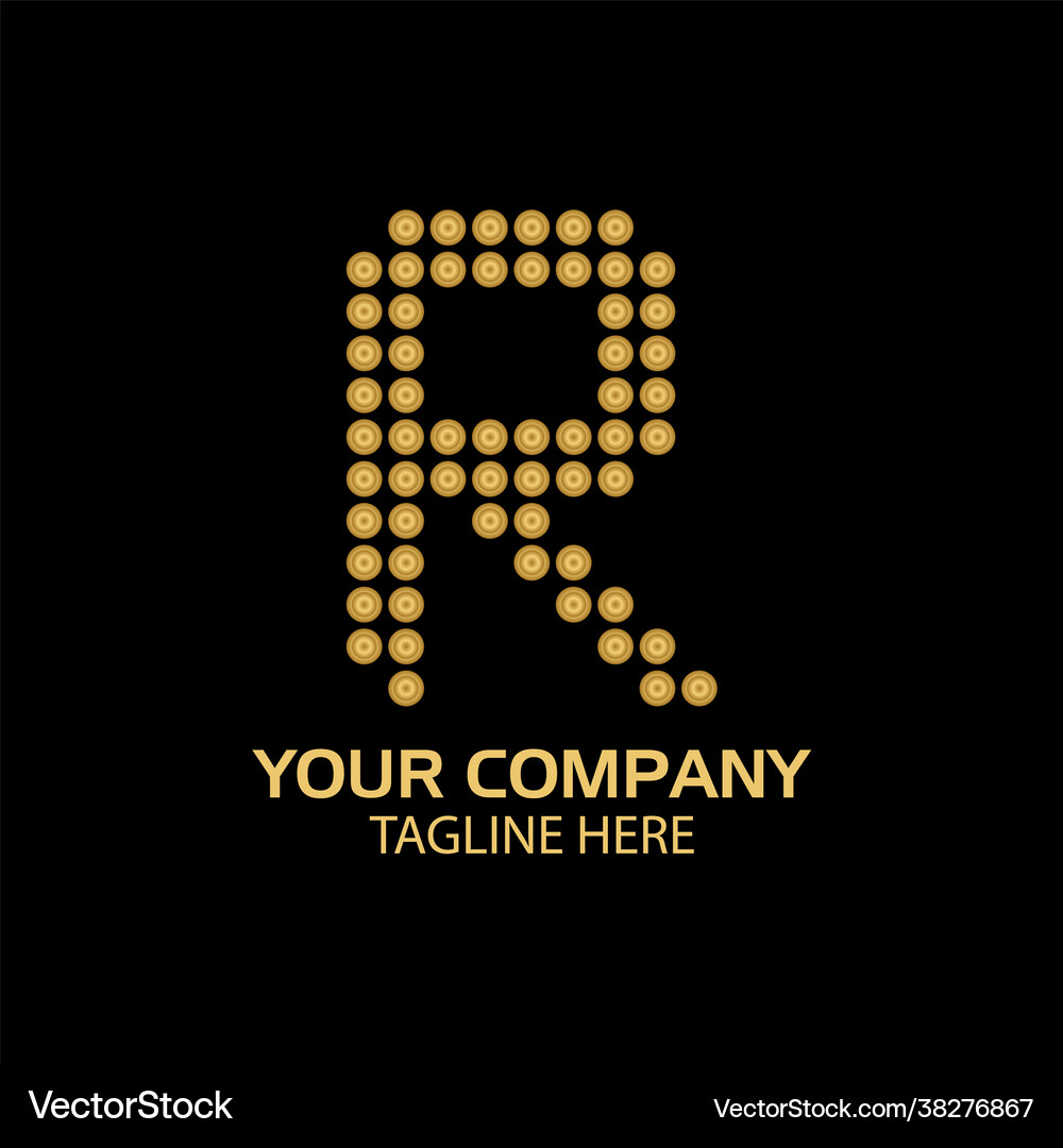 R logo template letter gold logo design Royalty Free Vector