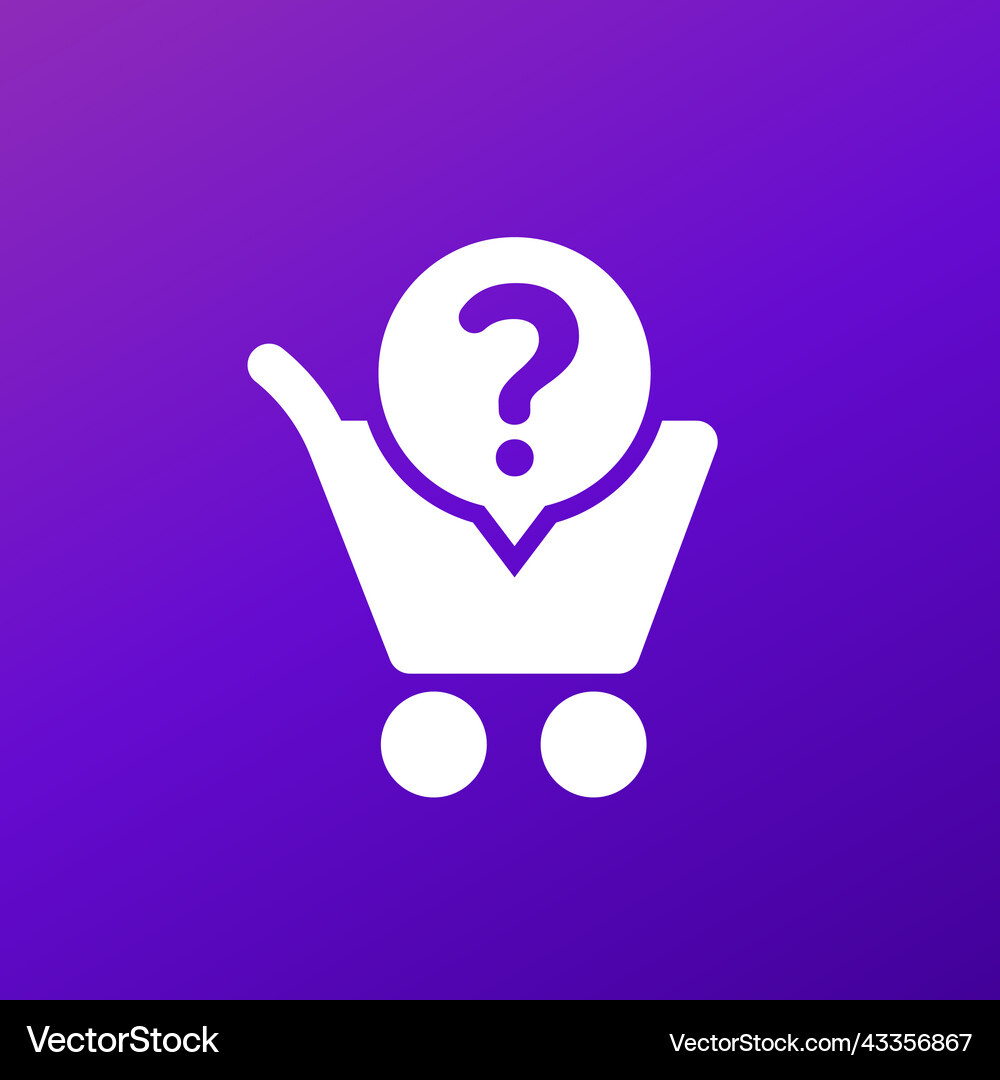 Shopping cart and question mark icon Royalty Free Vector