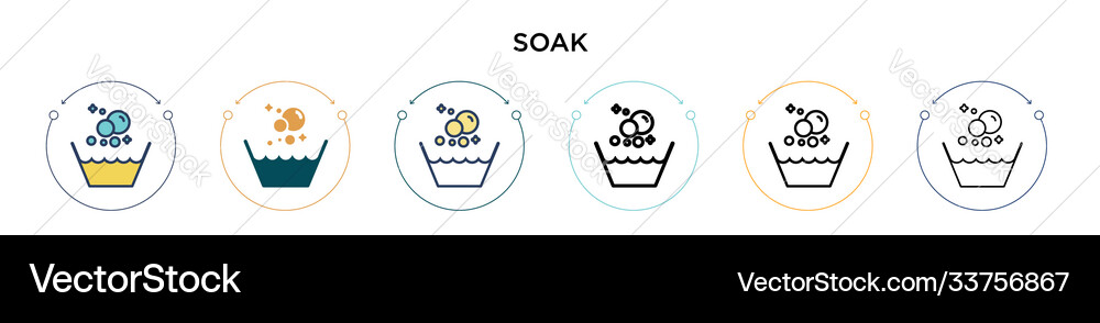 Soak icon in filled thin line outline and stroke Vector Image