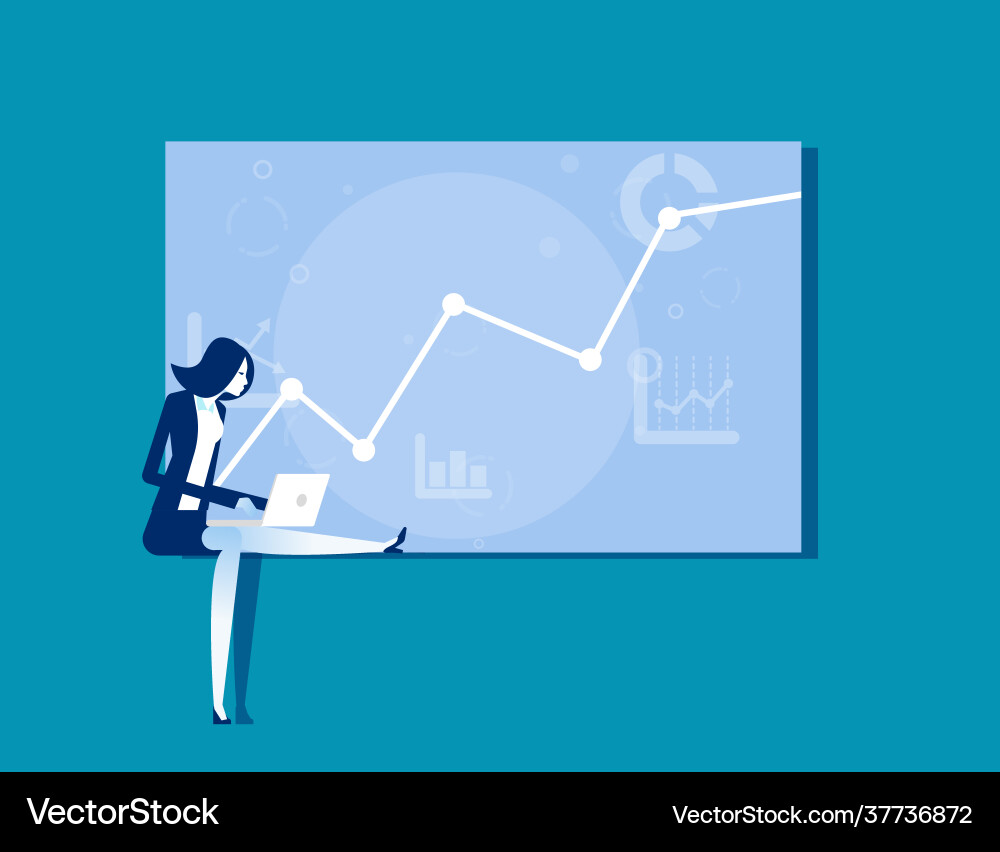 A businesswoman working on graph concept Vector Image