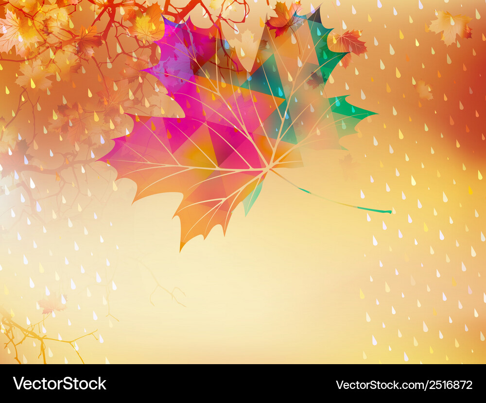 Autumnal maple leaf made of triangles eps 10 Vector Image
