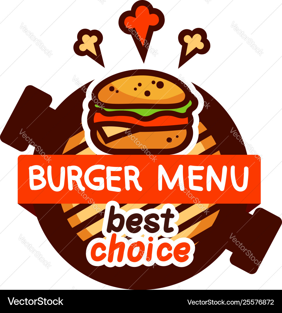 Burger very tasty logo emblem icon Royalty Free Vector Image
