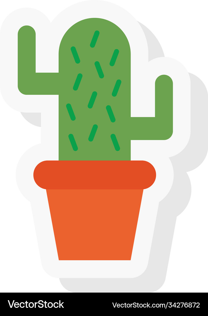 Cactus plant sticker and flat style icon Vector Image