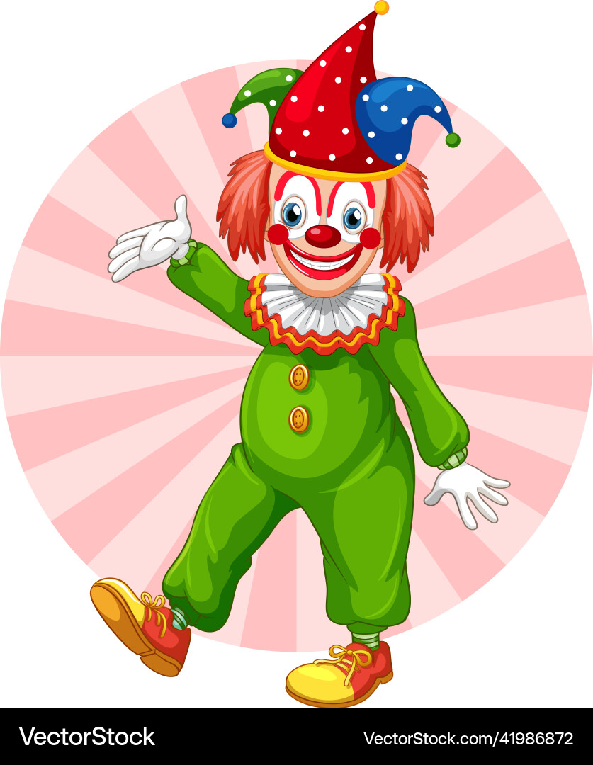 Colourful clown cartoon character Royalty Free Vector Image