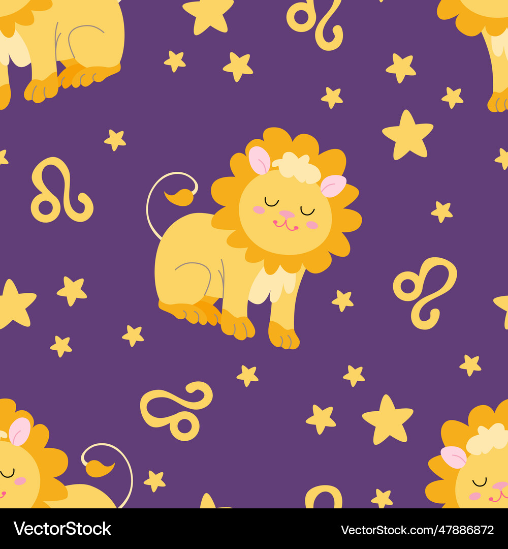 Cute signs zodiac pattern with leo hand drawn Vector Image