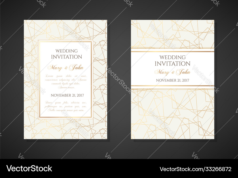 Golden line art textured wedding invitation Vector Image