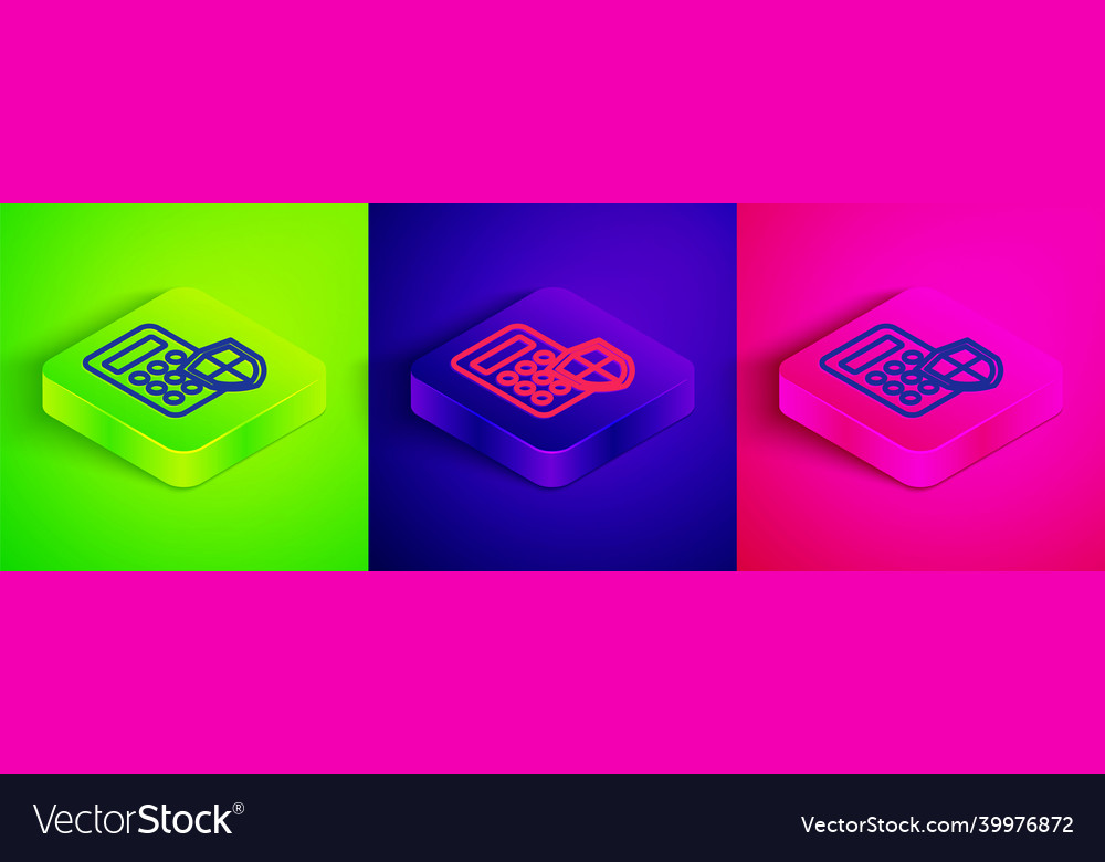 Isometric line security system control panel Vector Image