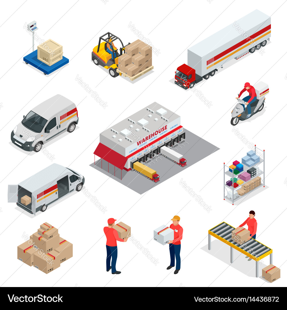 Isometric logistics icons set of different Vector Image