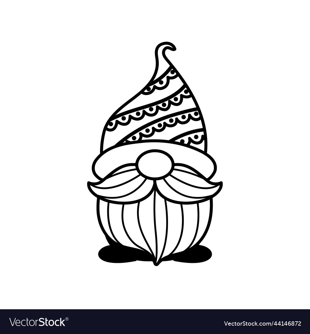 Line art christmas gnomes design for coloring Vector Image