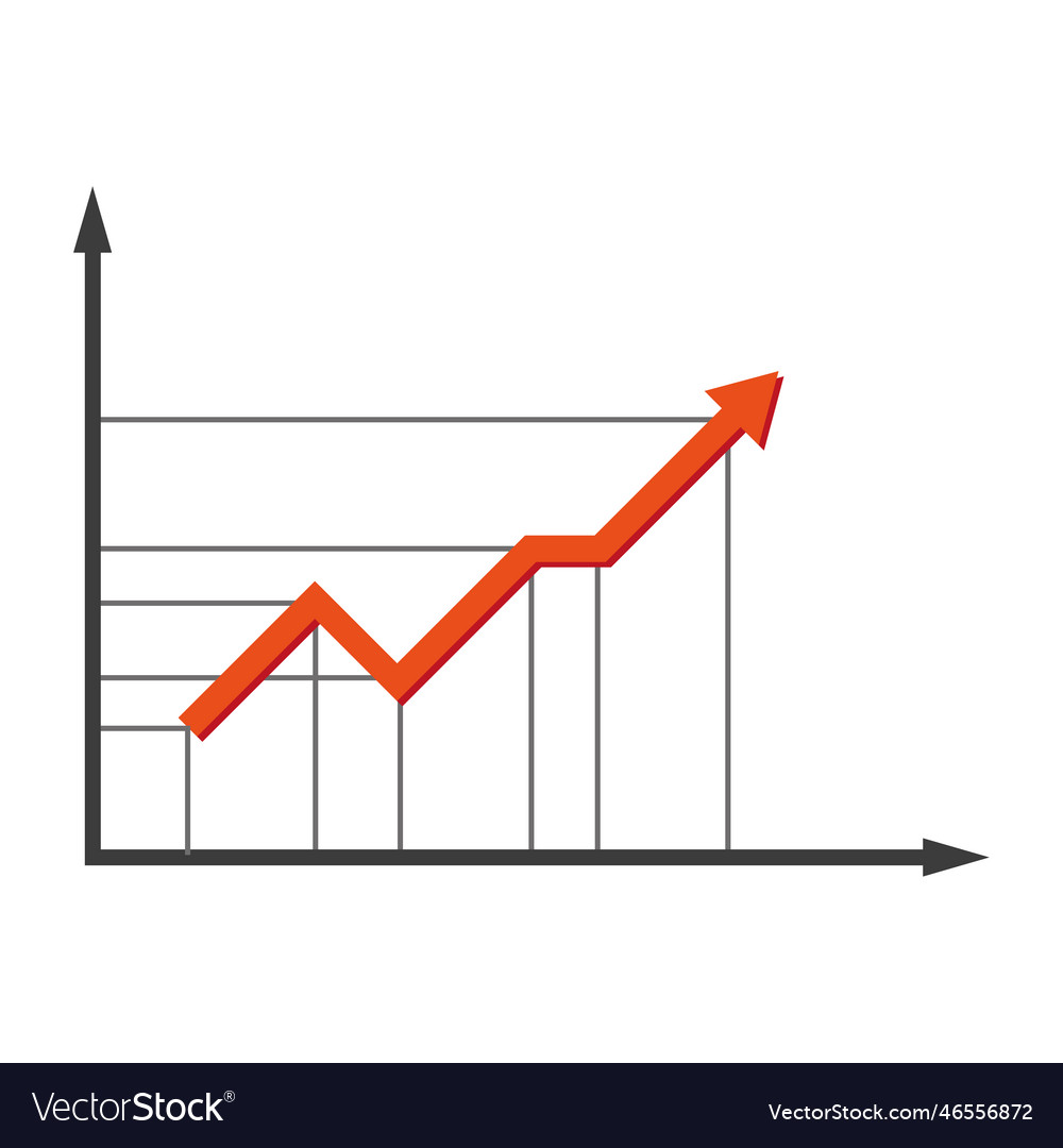 Red arrow up chart market chart profit money Vector Image