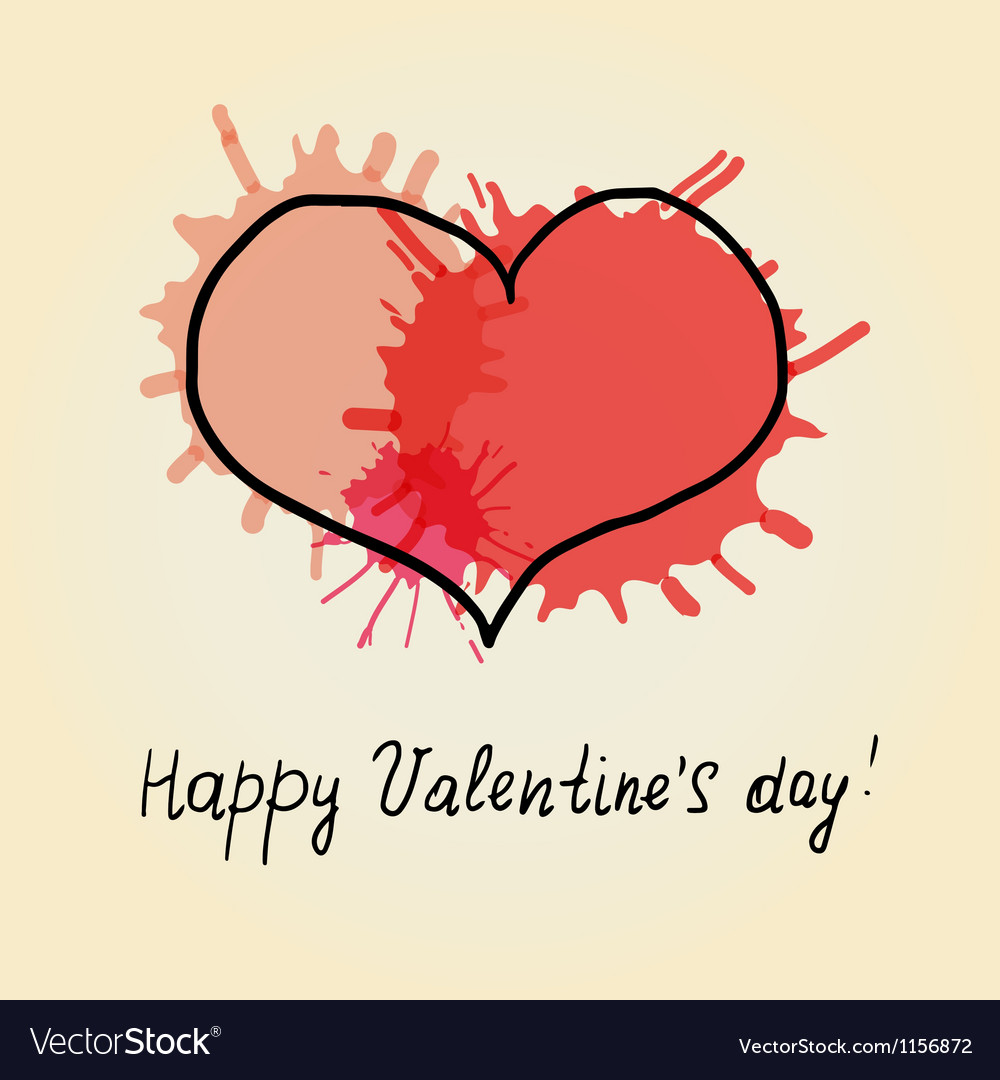 Red heart scribble Royalty Free Vector Image - VectorStock